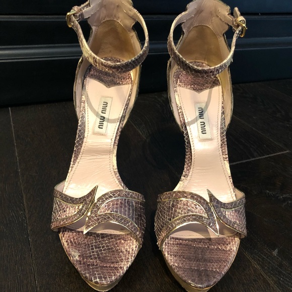 Miu Miu | Shoes | Miu Miu Snake Embossed Leather Platform Heel | Poshmark